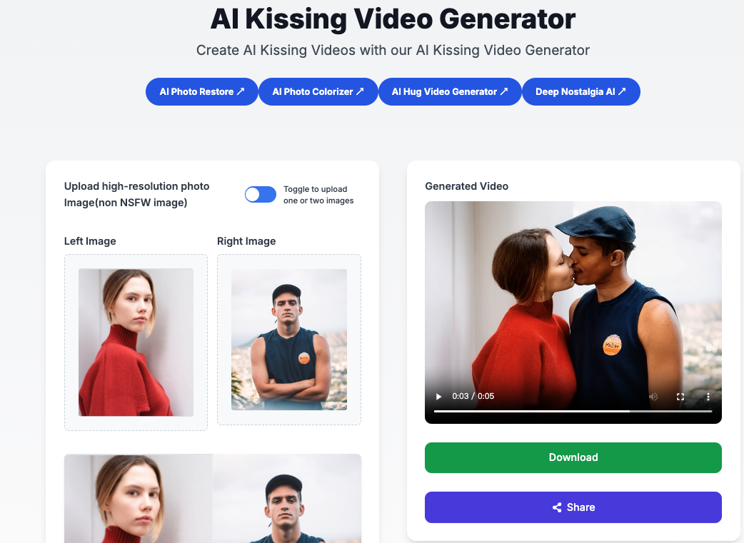 How to Create AI kissing video for free | Deep Nostalgia AI